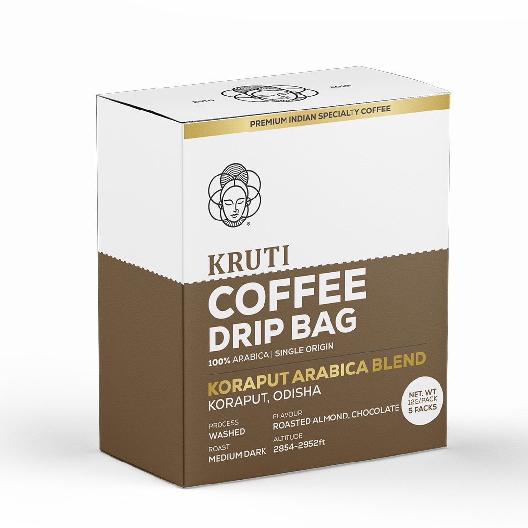Kruti Coffee - Koraput Arabica Drip Bag | Medium Roast - Pack of 5 | Kruti Coffee